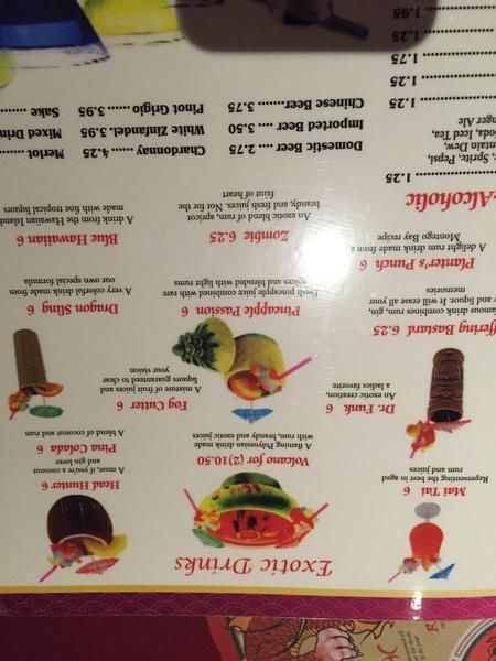 Menu at Chef Ho's restaurant, Providence