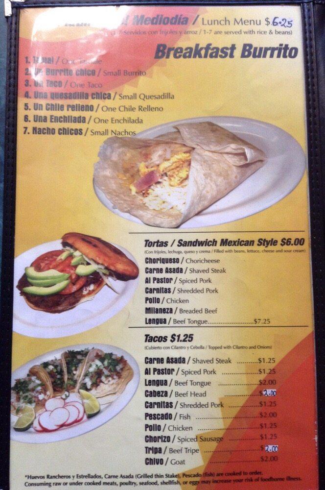 Menu at El Pato Feliz Jr restaurant, Portland, SE 92nd Ave