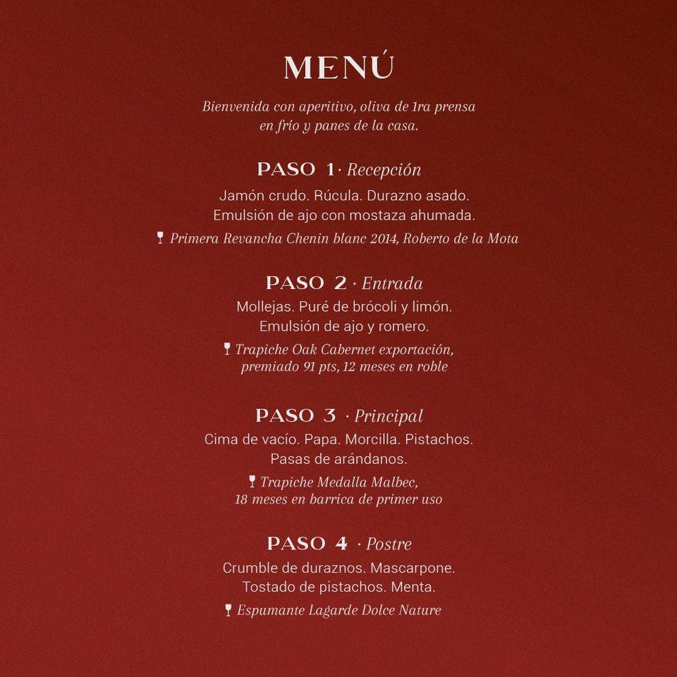 Menu at Once restaurant, San Martín