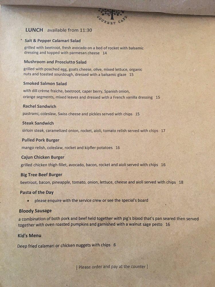 Menu at Big Tree House Cafe, Rydalmere