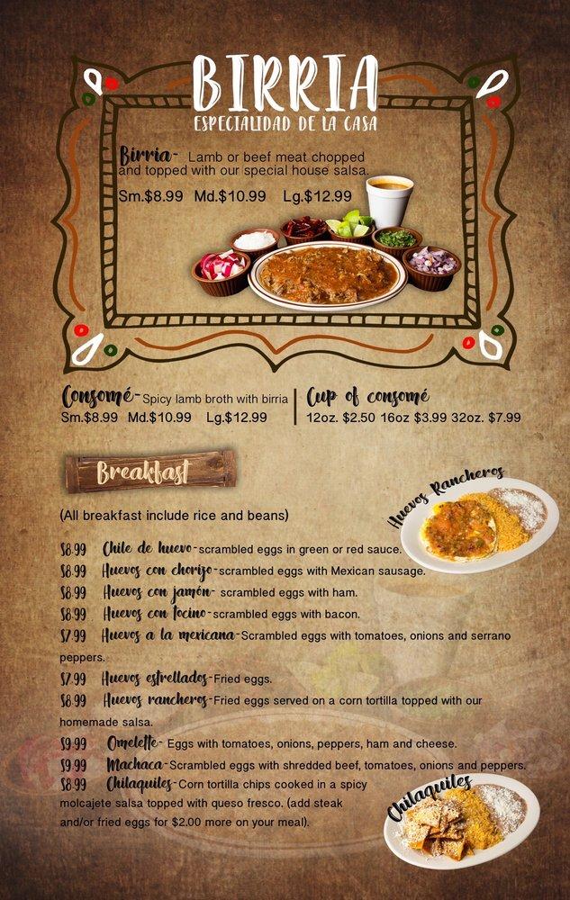 Menu at Birrieria Diaz restaurant, Bethany