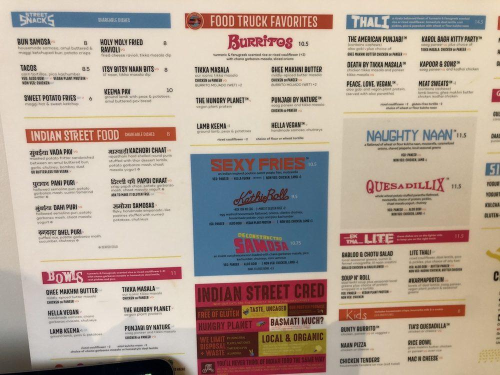 Menu at Curry Up Now restaurant, Irvine, 922 Spectrum Center Dr