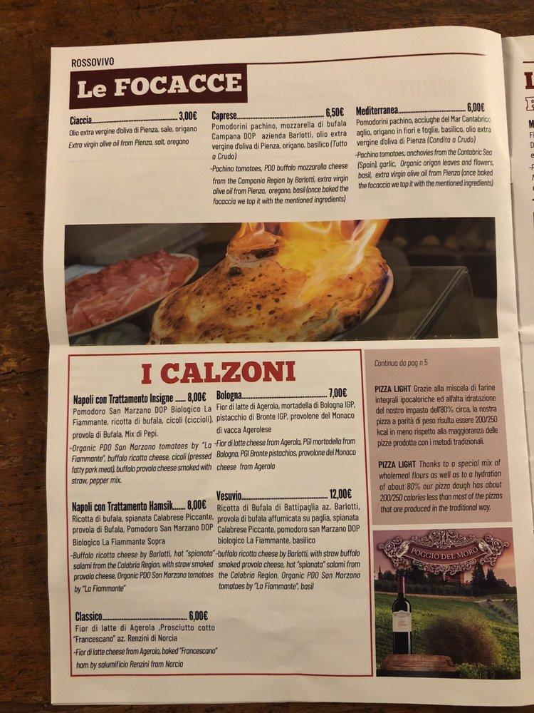 Menu at Rosso Vivo Pizzeria Verace, Chianciano Terme