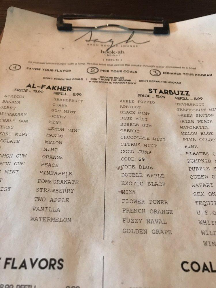 Menu at Aagh Lounge pub & bar, Catonsville