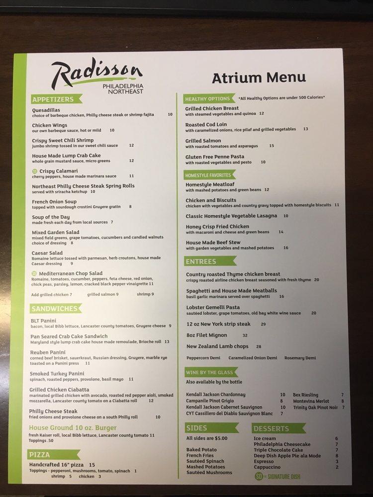 Menu at Atrium Bistro pizzeria, Bensalem