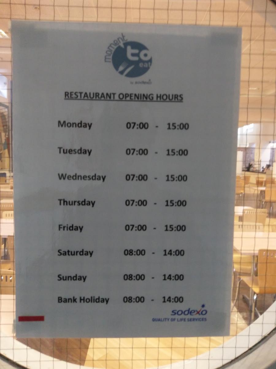 Menu at Imperial College Wolfson Restaurant, London