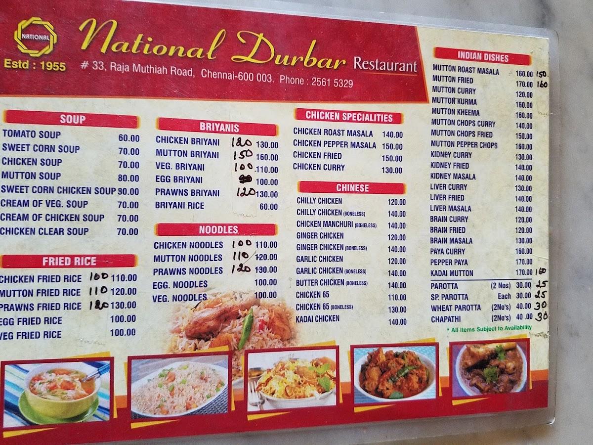 Menu at National Durbar Restaurant, Chennai, 33