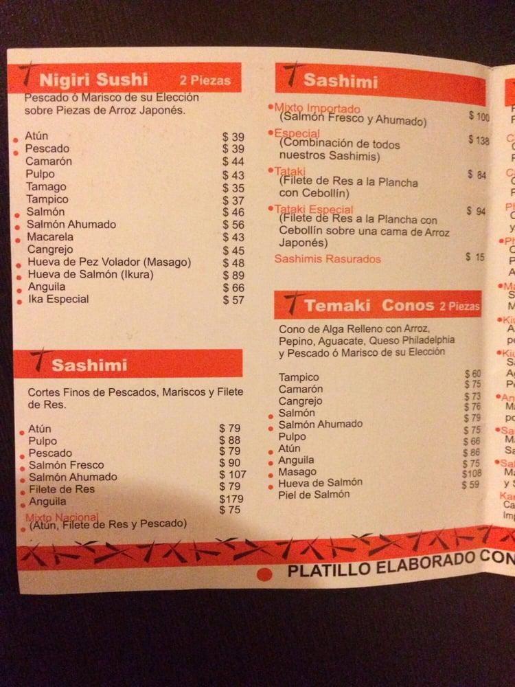 Carta del restaurante Obento Sushi Sonata, Cholula, Plaza Punta