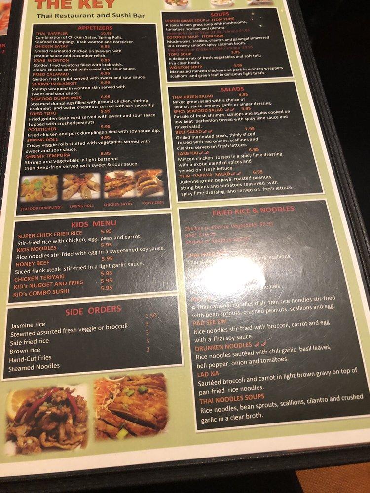 Menu at The Key Thai Restaurant and Sushi Bar, Key Largo