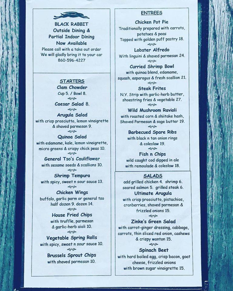 Menu at Black Rabbit pub & bar, Salisbury