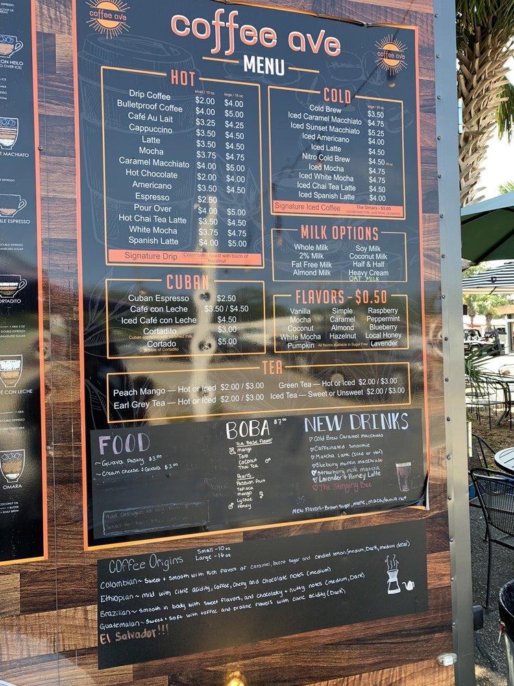 Menu at Coffee Ave cafe, Fort Walton Beach, 211 Florida Pl SE