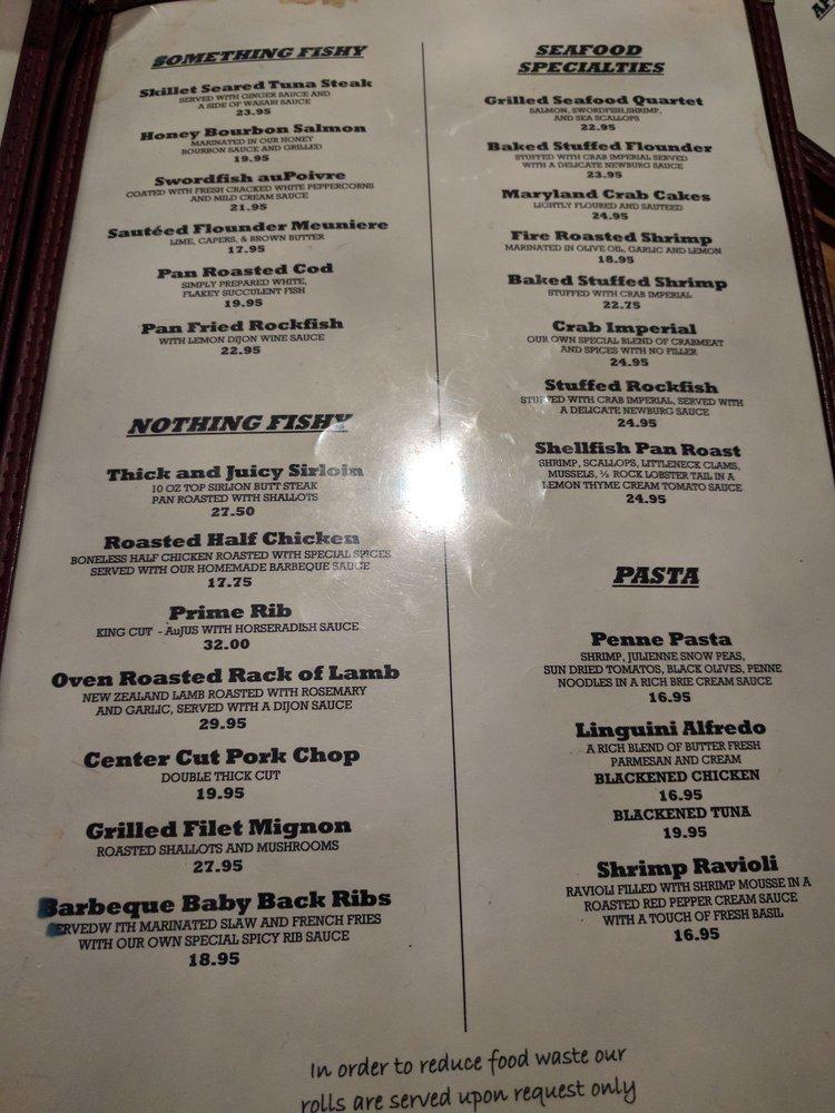 Menu at Cool Springs Fish Bar & Restaurant, Dover