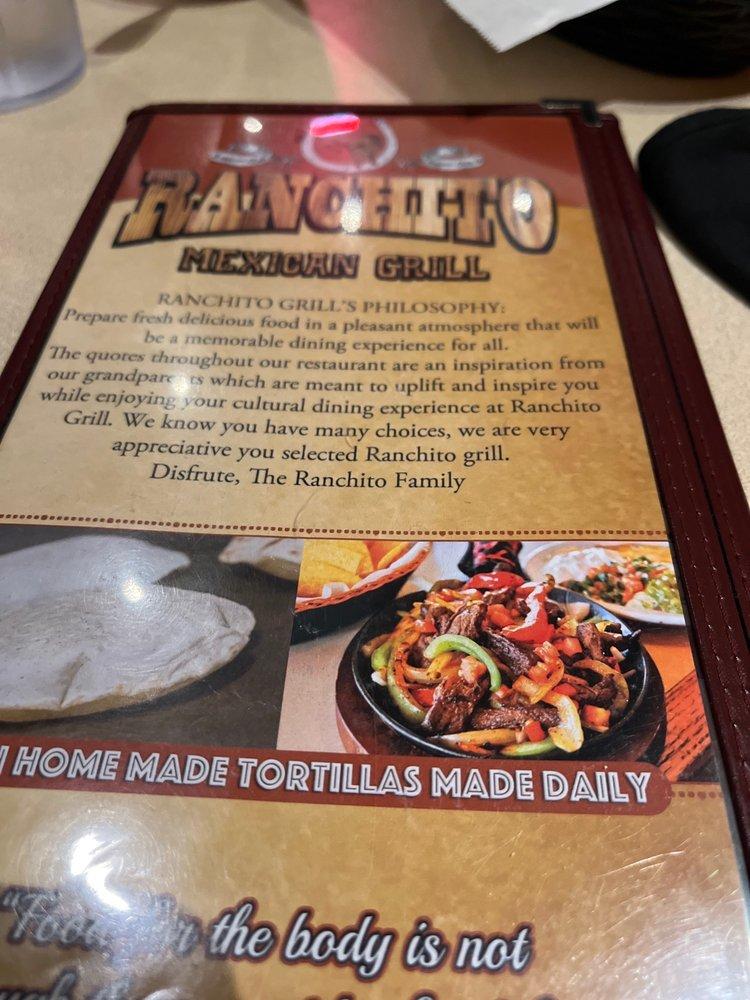 Menu at Ranchito Grill restaurant, Springfield