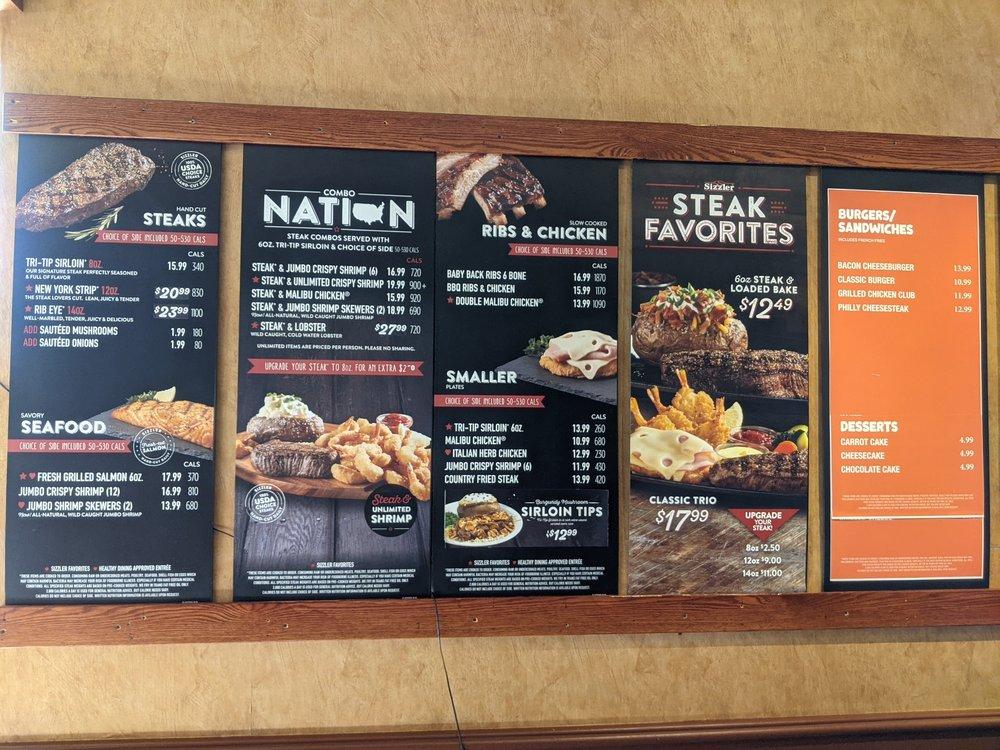 Carta de parrilla Sizzler, Flagstaff, S Milton Rd
