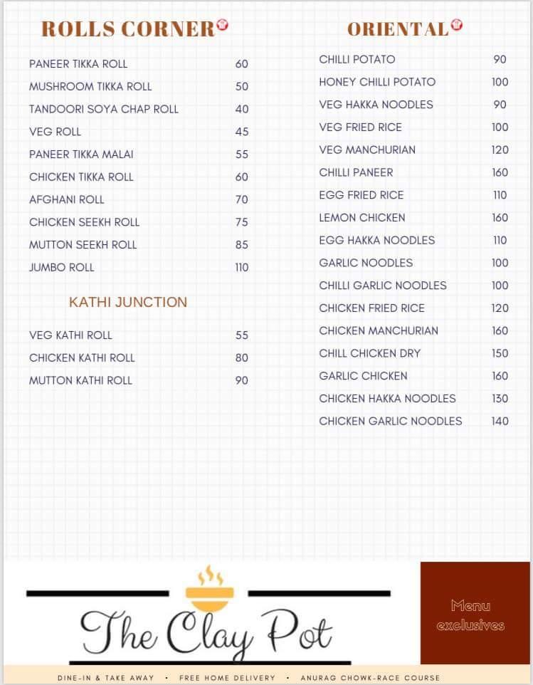 Menu at The Clay Pot, Dehradun, Paras Plaza