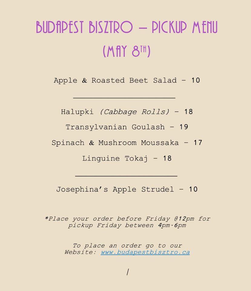 Menu at Budapest Bisztro pub & bar, Halifax