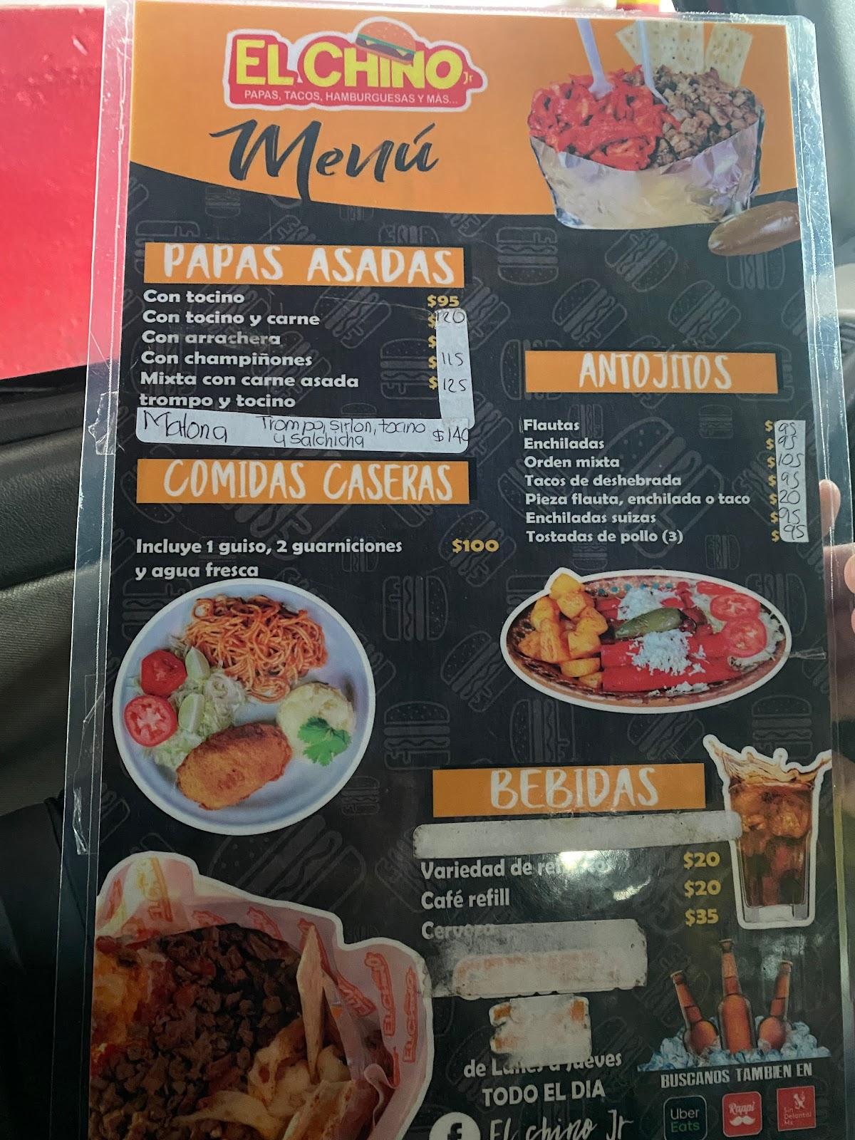 Menu at El Chino Jr restaurant, Monterrey, Bahía de Coronado 3604