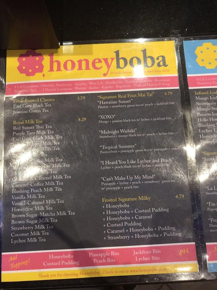 Menu at Honey Boba pub & bar, Rosemead, Walnut Grove Ave Ste 500