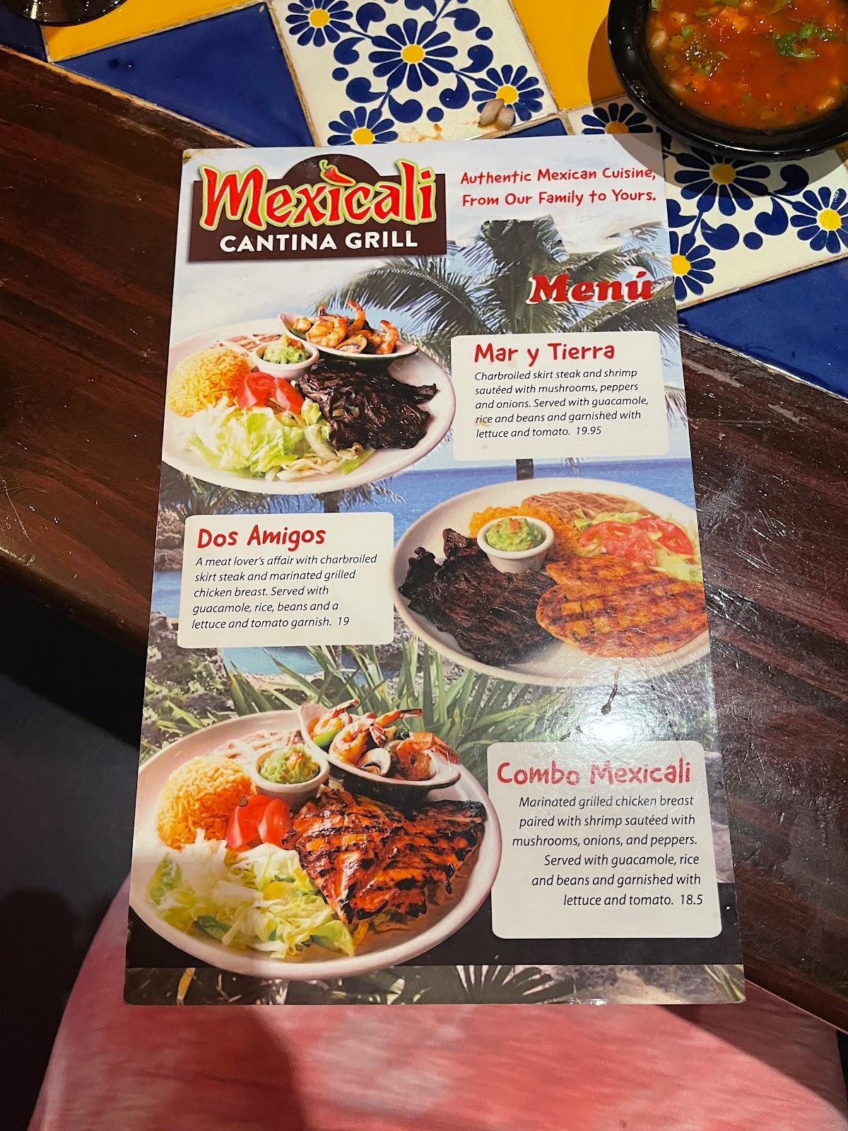 Menu at Mexicali Cantina Grill pub & bar, South Windsor
