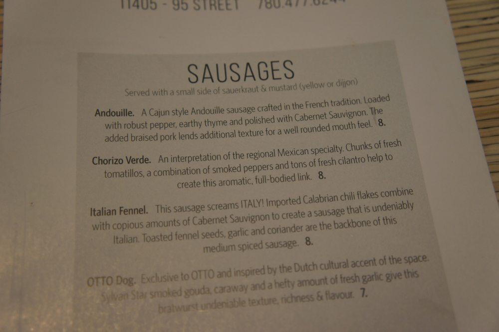 Menu at OTTO Food & Drink restaurant, Edmonton