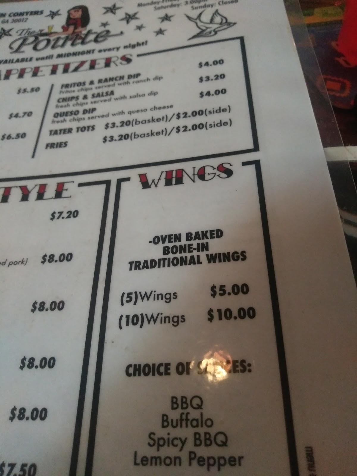 Menu at THE POINTE TAVERN pub & bar, Conyers