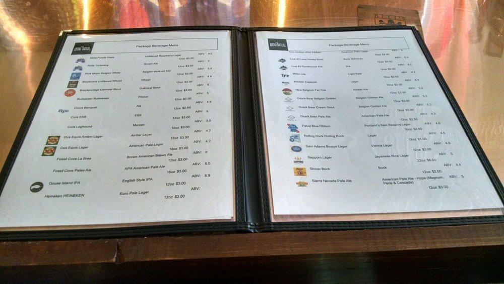 Menu at The Odd Soul pub & bar, Springdale