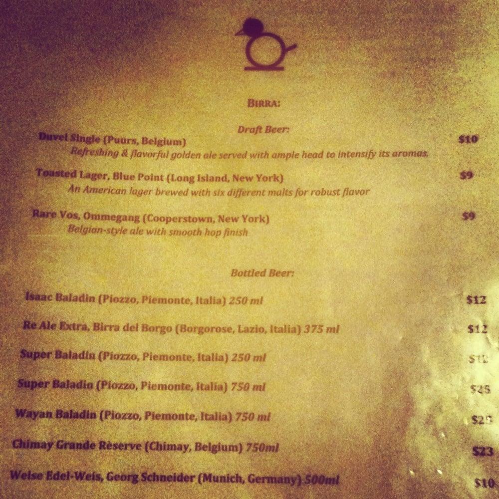 Menu at Becco restaurant, West New York