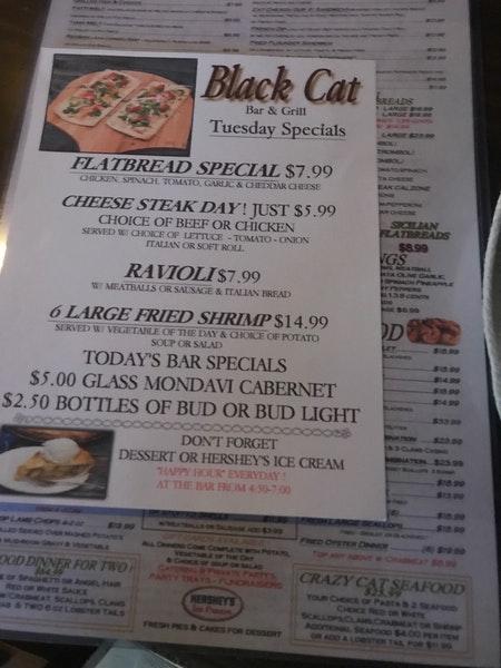 Menu at Black Cat Bar & Grill, Absecon, 1 N Shore Rd