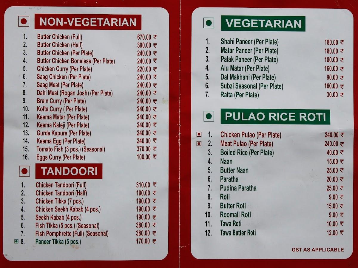 Menu at Kake Da Hotel, New Delhi, Shop No. 67
