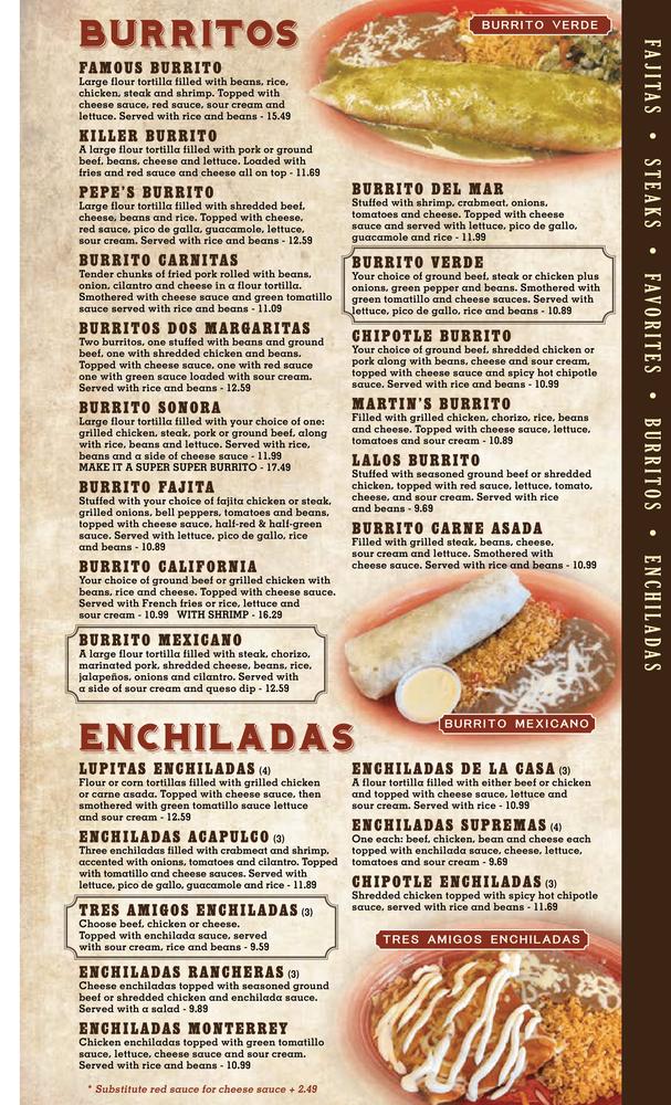 Menu at LALOS RESTAURANTE MEXICANO, Fort Wayne