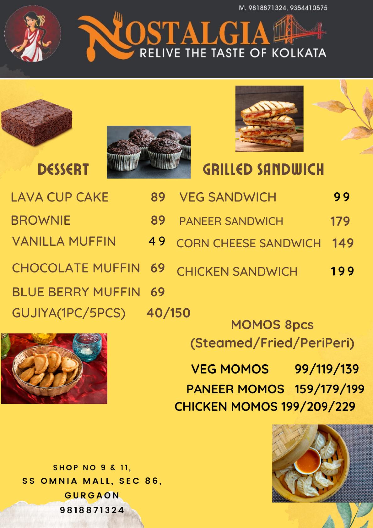 Menu at Nostalgia - Relive the Taste of Kolkata, Gurugram