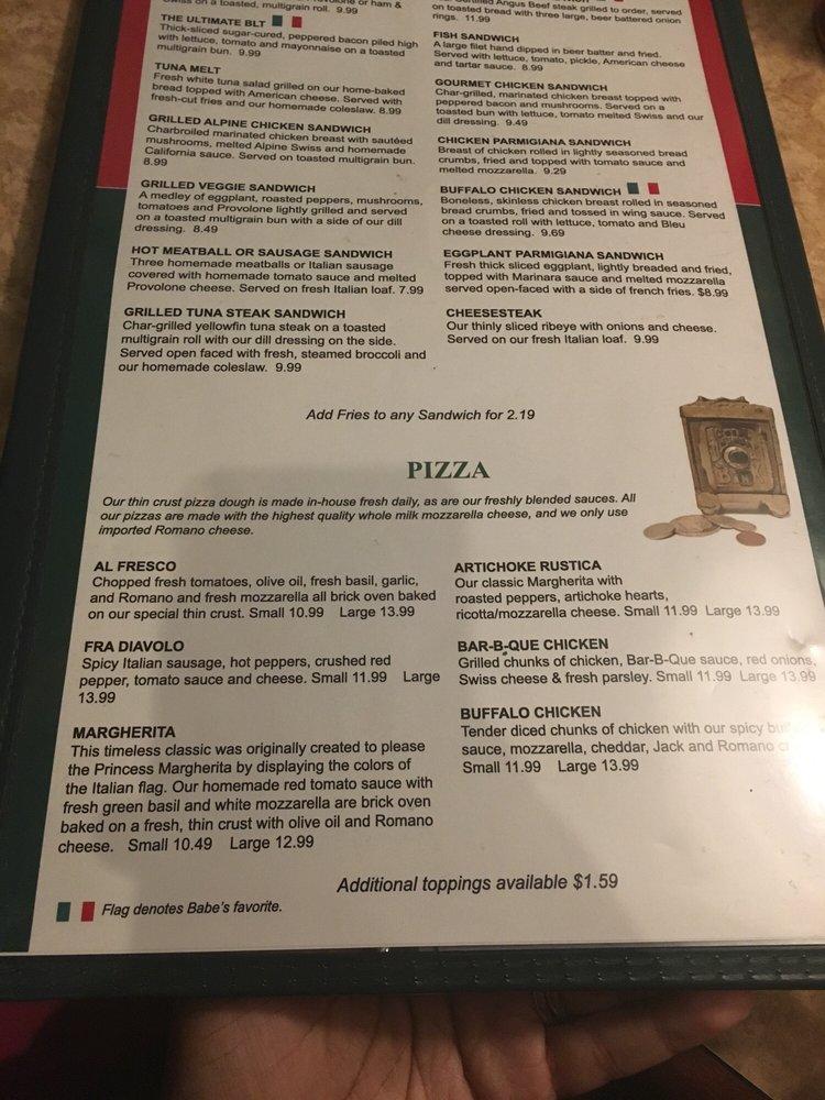 Carta del pub y bar Babe's at Harbor Point, Utica