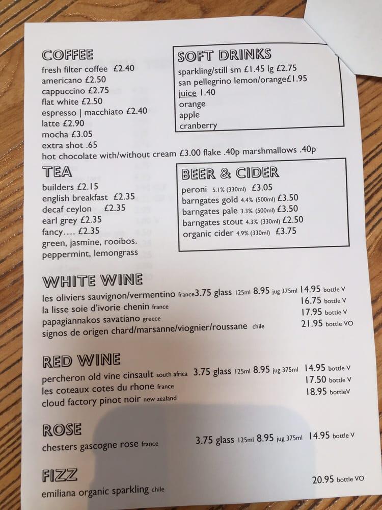 Menu at Chesters By The River cafe, Ambleside
