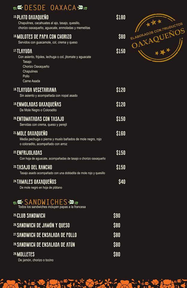 Carta del restaurante Chucho El Roto, Ciudad del México, Madero 8