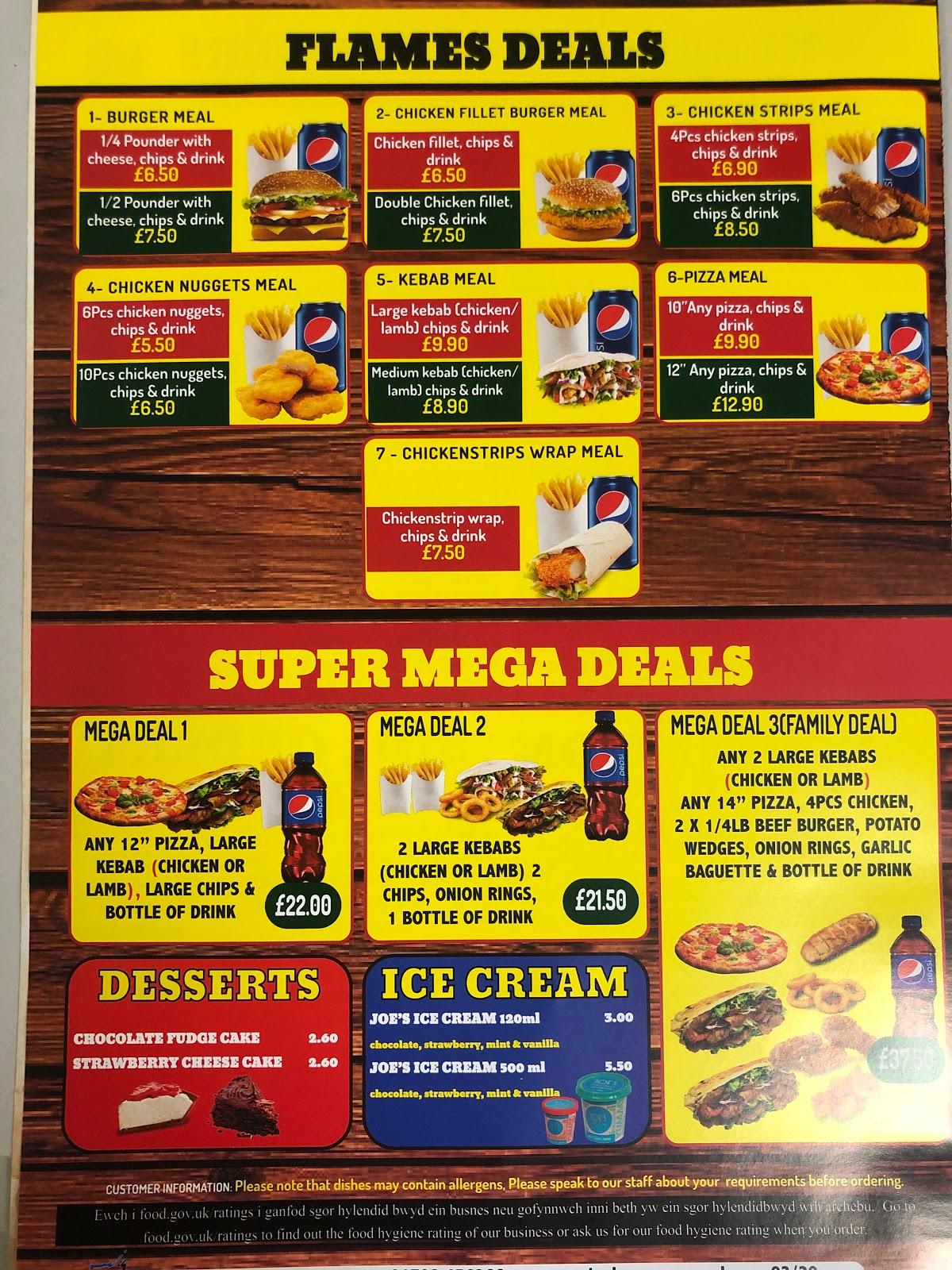 Menu at Flames Pizza (Swansea) restaurant, Pontardawe