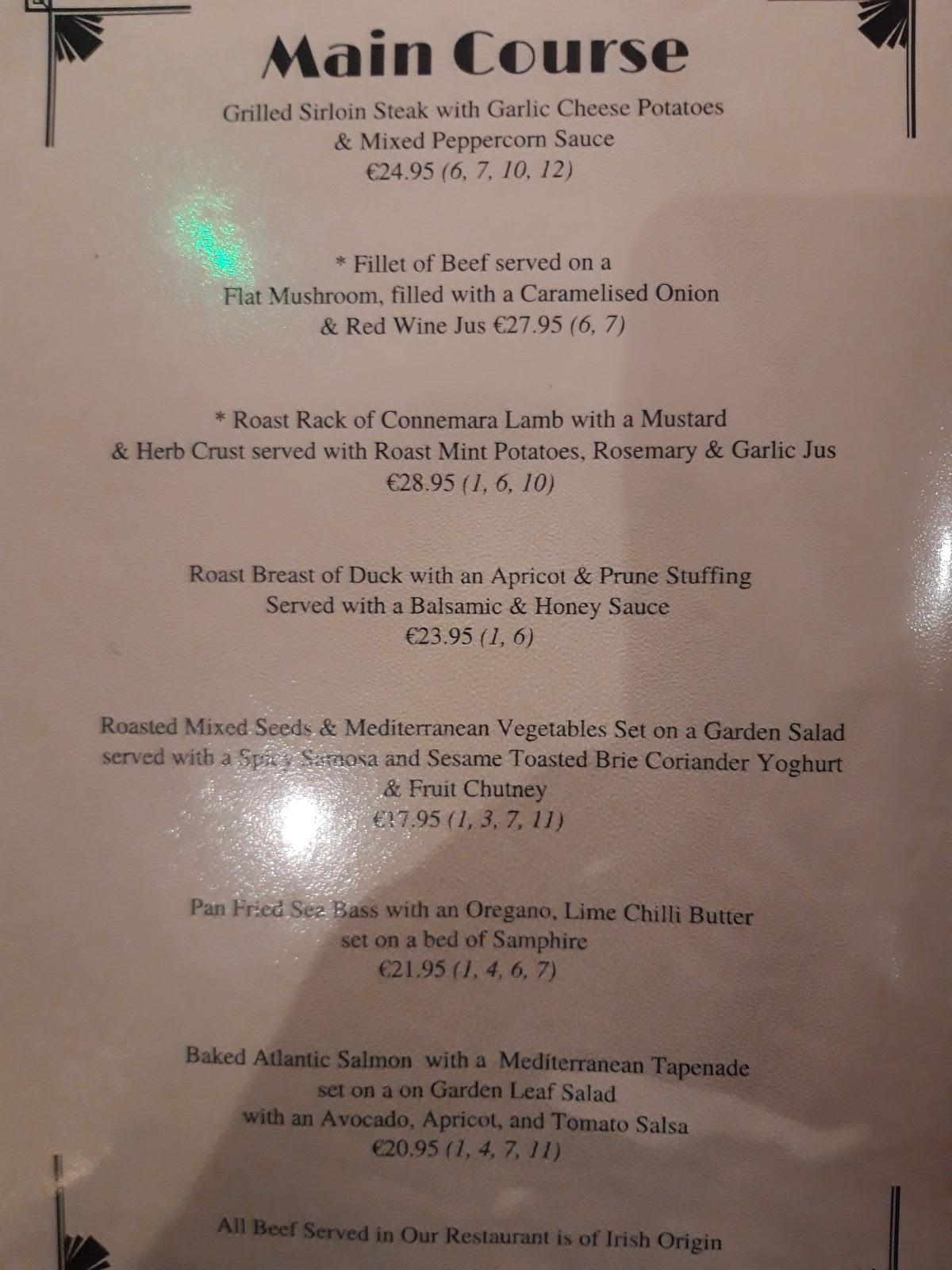 Menu at Marconi Restaurant Clifden, Clifden