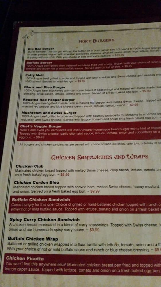 Menu at Red Lion Grog House pub & bar, Indianapolis