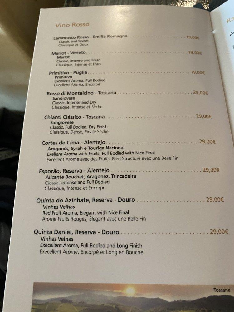 Menu at Villa Medici pizzeria, Carvoeiro