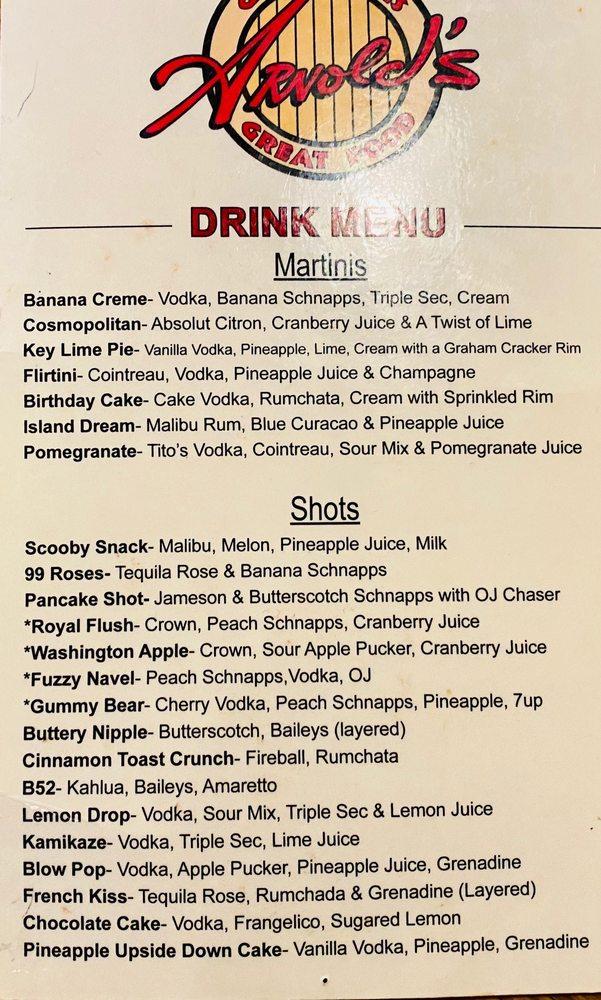 Menu at Arnold's Restaurant, Lumberton, N Roberts Ave