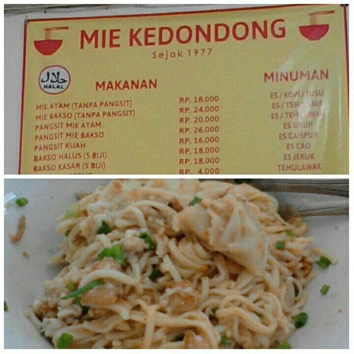 Menu at Mie Kedondong restaurant, Surabaya, Jl. Kedondong I no. 7-C
