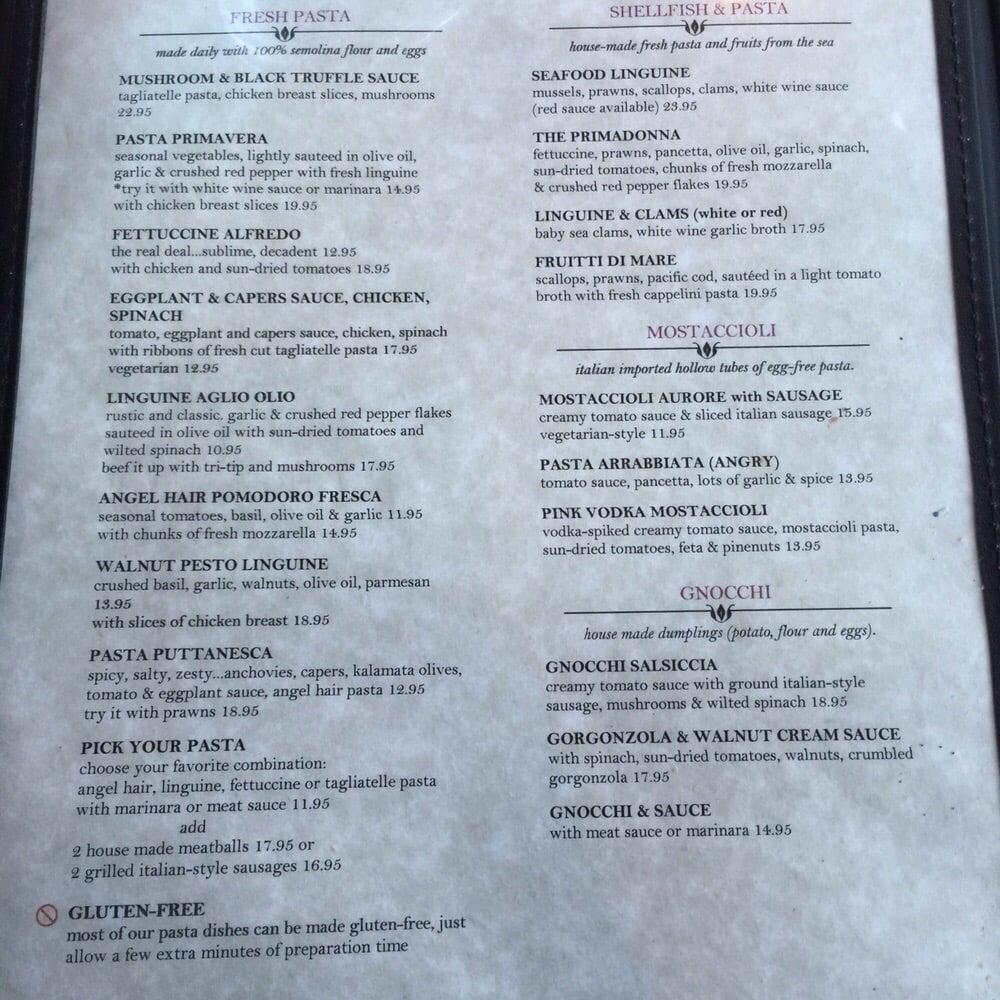 Menu at The Pastaria & Market pub & bar, Los Gatos