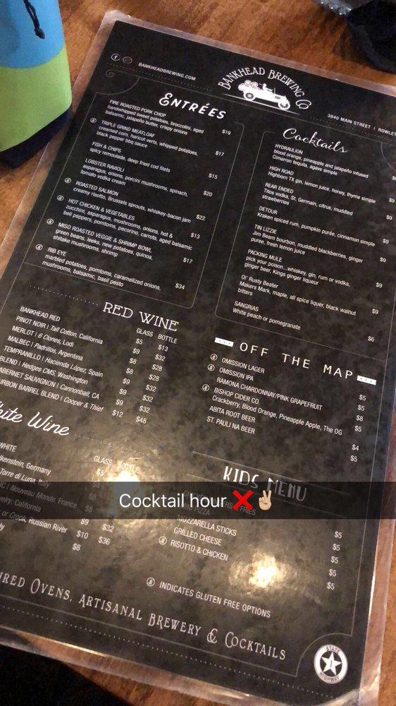 Menu at Bankhead Brewing Co. pizzeria, Rowlett