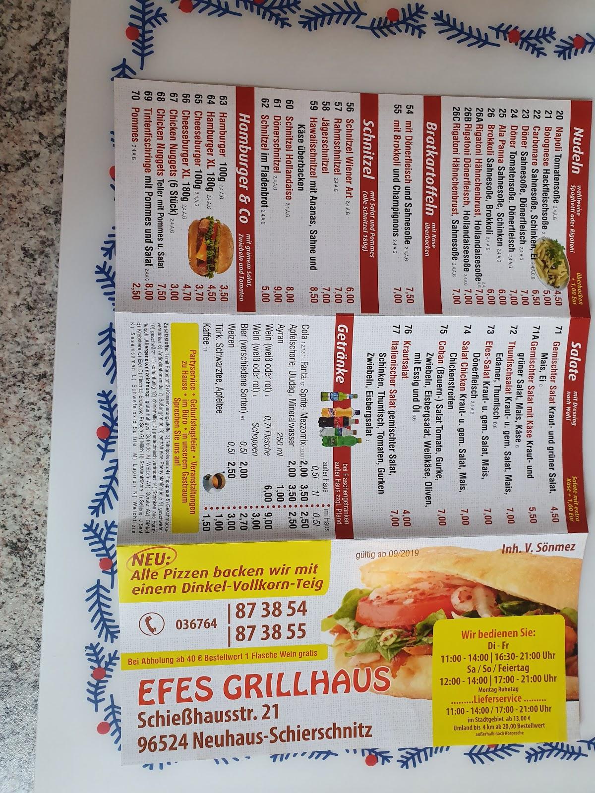 Speisekarte von Efes Grillhaus restaurant, Neuhaus-Schierschnitz