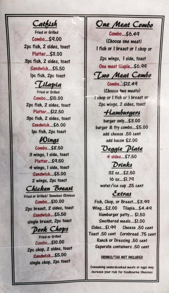 Menu at Sweet Lisa's Cafe, Tulsa
