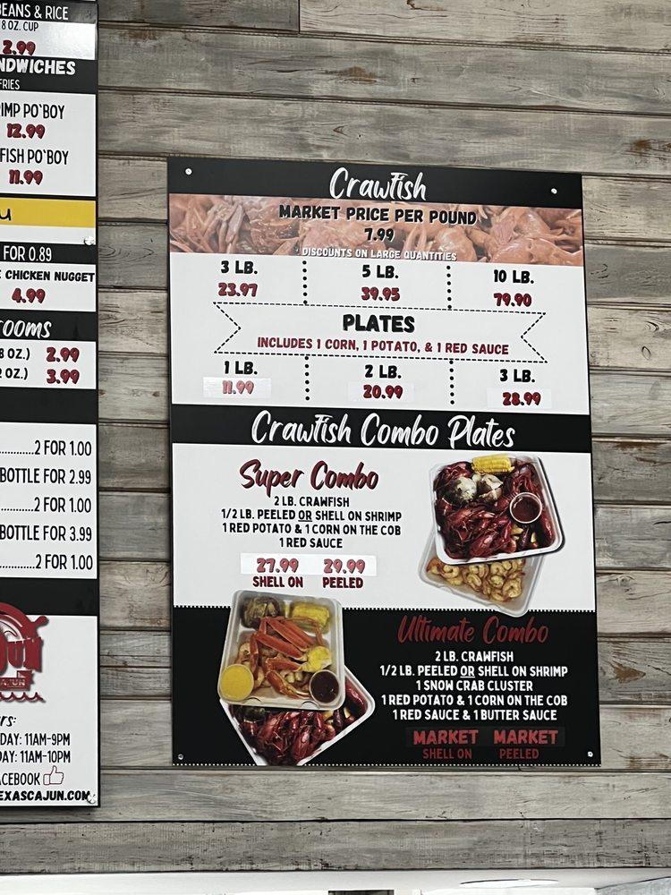 Menu at Te'Jun The Texas Cajun- Red Oak restaurant, Red Oak
