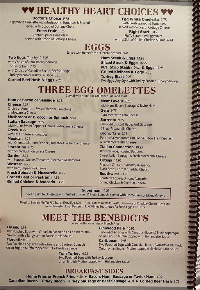 Menu at Elmwood Park Diner restaurant, Elmwood Park