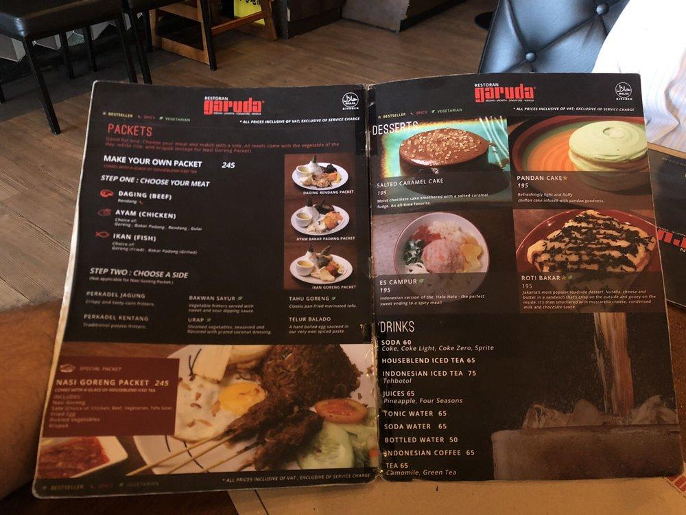 Menu at Restoran Garuda restaurant, Makati, Ground Floor