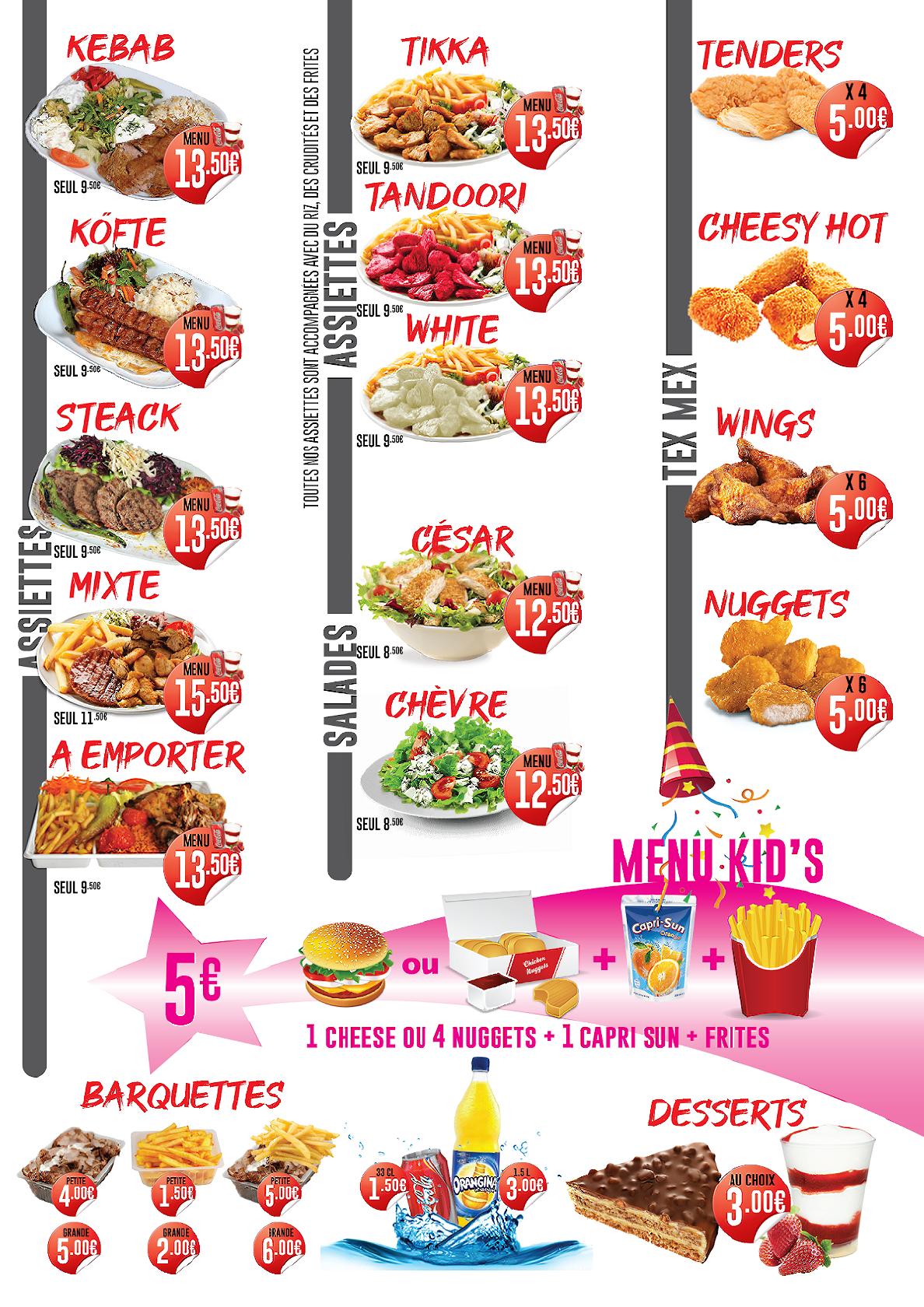 Menu at Le 3 sans 4 restaurant, Firminy