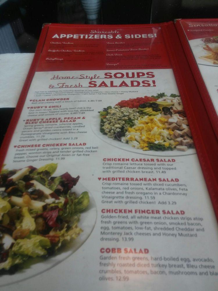 Menu at Ruby's Diner restaurant, Santa Ana, 18601 Airport Way