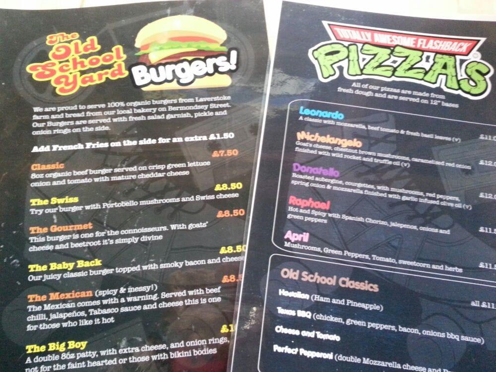 Menu at The Old School Yard pub & bar, London